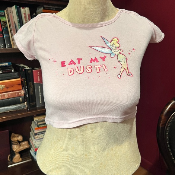 Disney | Tops | Y2k Disney Tinker Bell Eat My Dust Pink Micro Crop Top ...